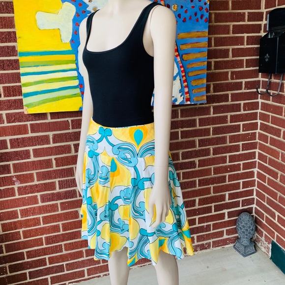 Cache | Skirts | Cach Summer Full Skirt With Vibrant Print | Poshmark
